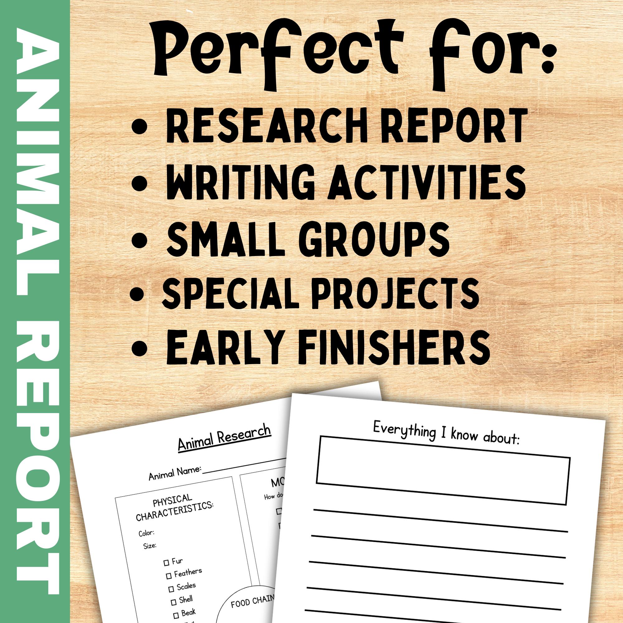 Animal Research Report Template - Kids Animal Report Project ...