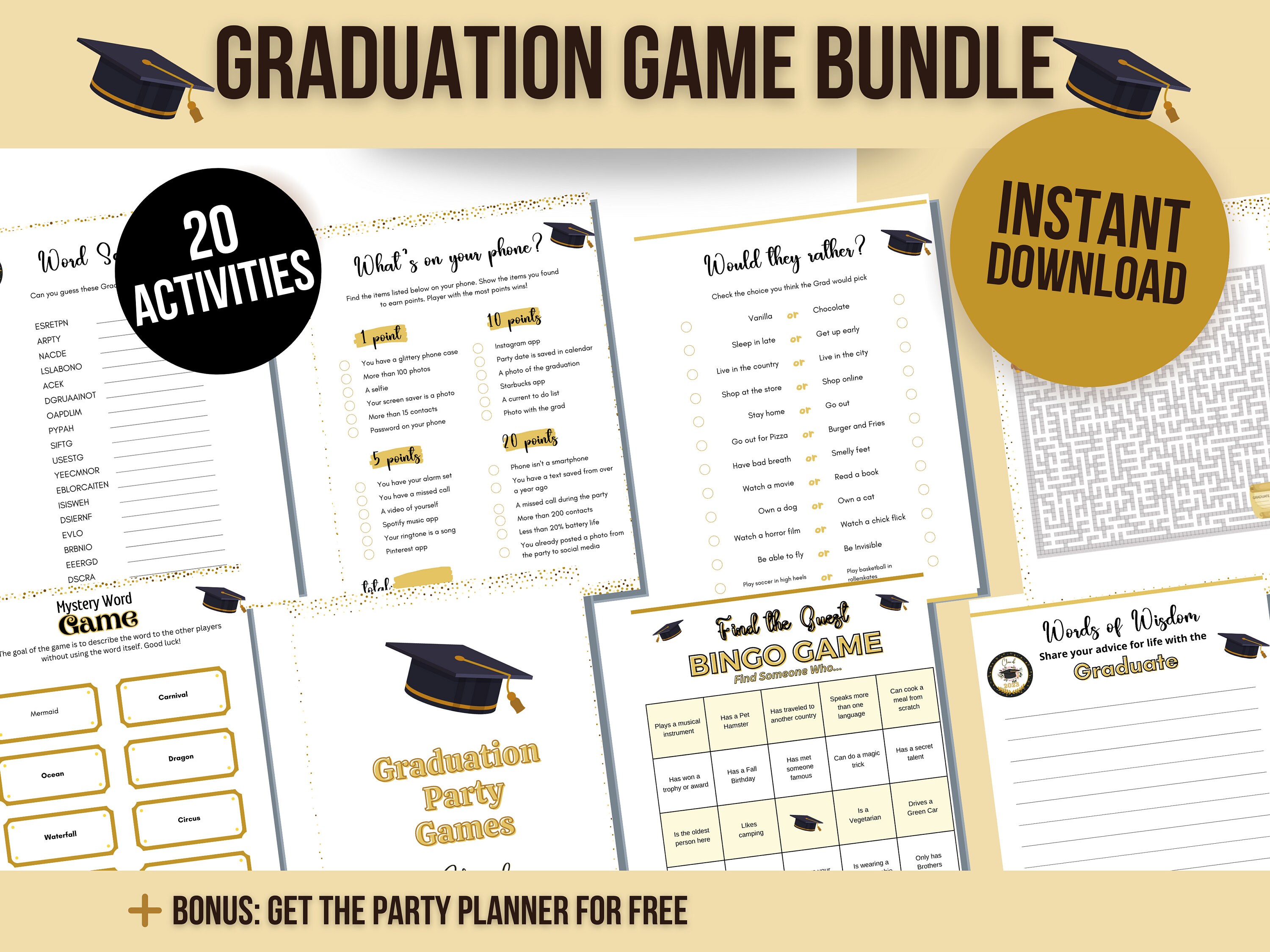 Graduation Party Game Bundle Printable Grad Party Games - Etsy