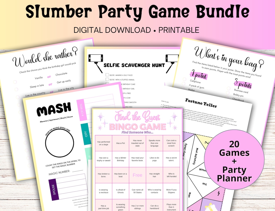 Teen Party Games Bundle Slumber Party Sleepover Games For Girls Night