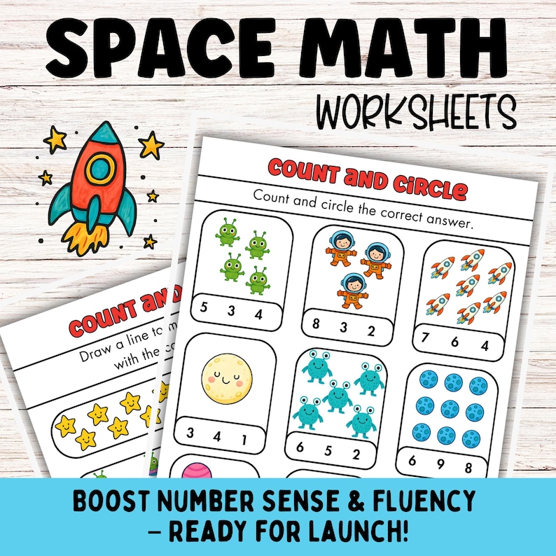 Space-themed Math Worksheets for Kids | Number Sense Practice ...