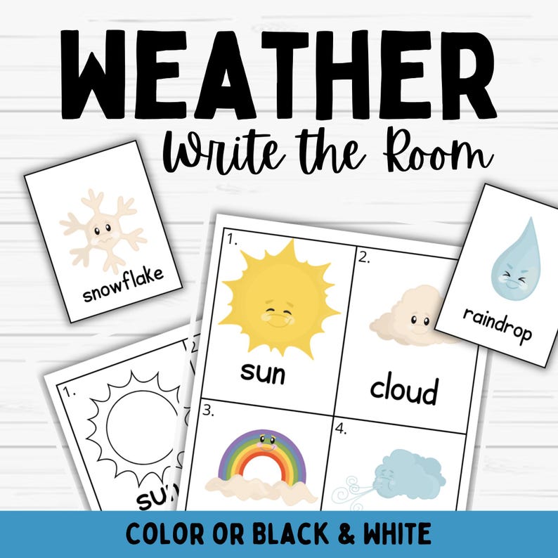 Weather Write the Room | Printable Weather Vocabulary Activity for Kids ...