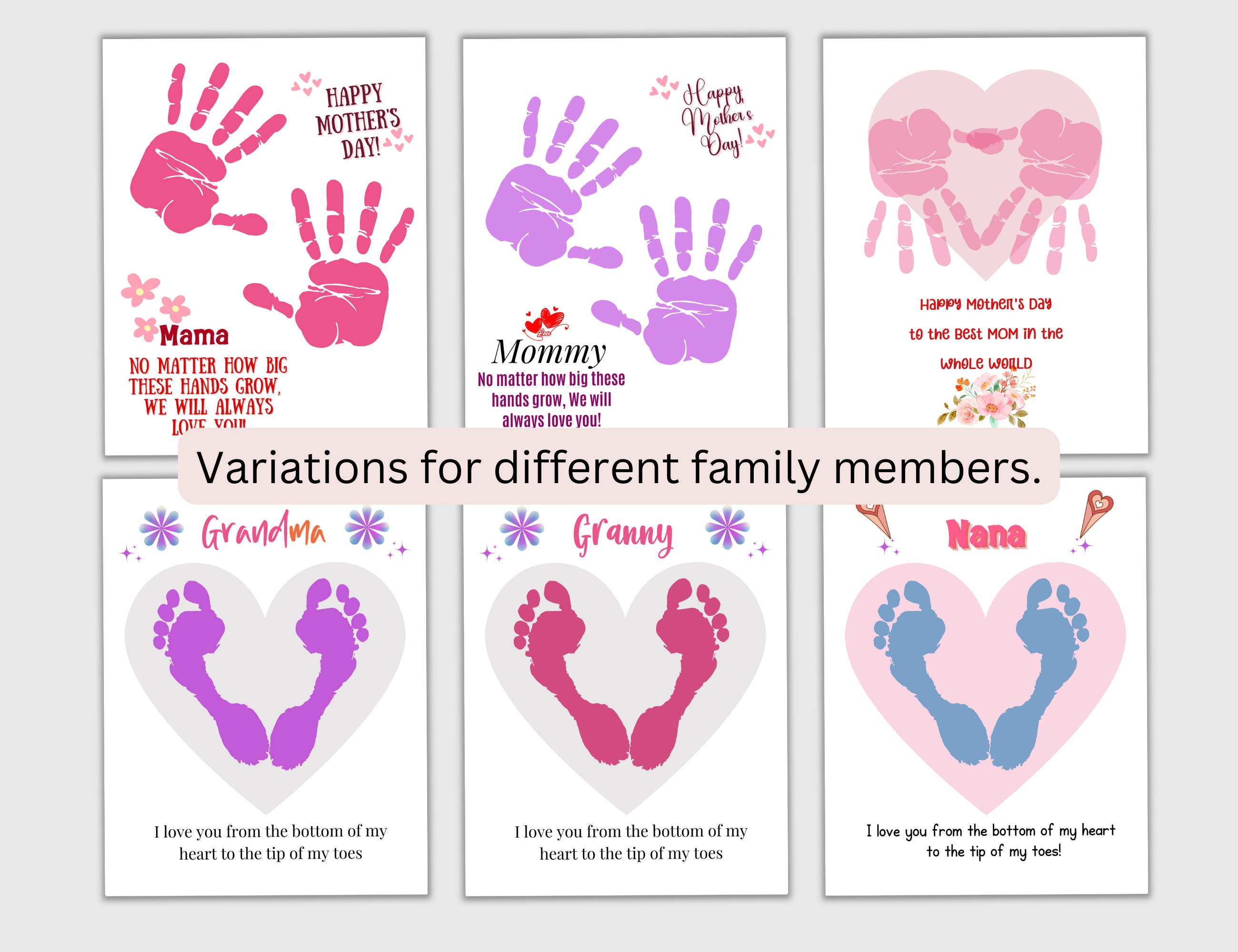 Mother's Day Hand-print Art Bundle, Mother's Day Preschool Crafts ...