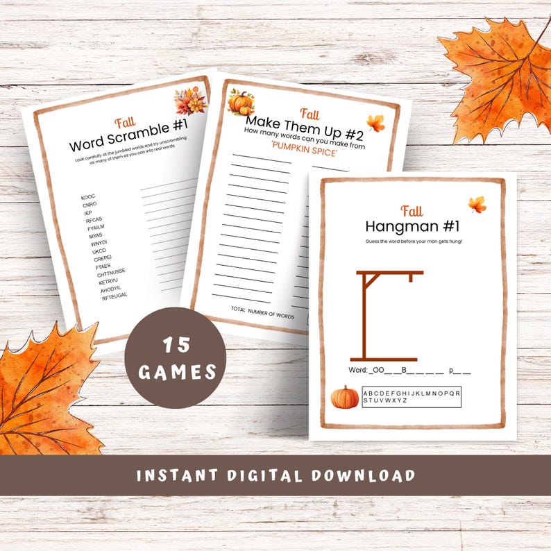 Fall Word Games, Thanksgiving Word Games Bundle | Printable Activities ...