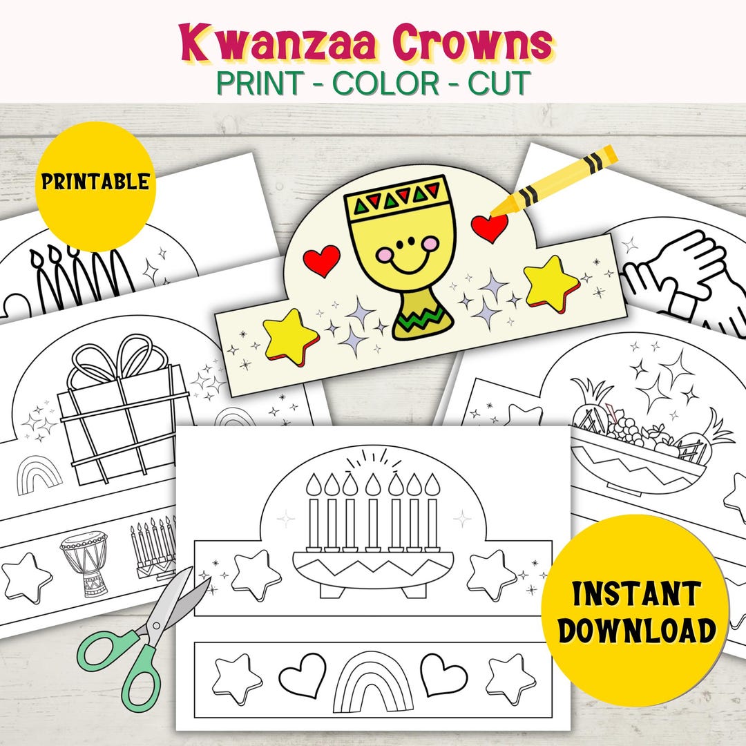 Kwanzaa Paper Crown Activity for Kids, Holiday DIY Printable Hat for ...