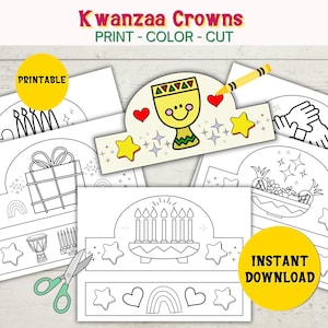 Kwanzaa Paper Crown Activity for Kids, Holiday DIY Printable Hat for ...