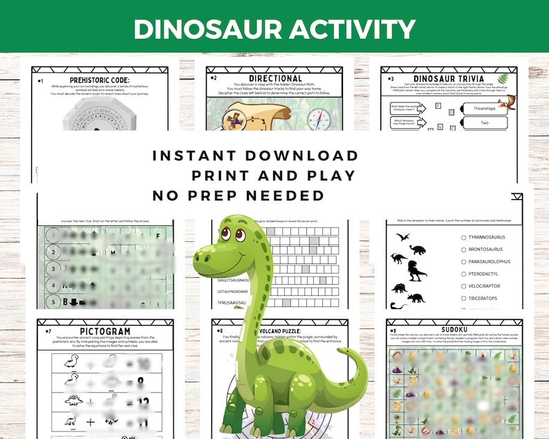 Dinosaur Escape Room for Kids. Printable Party Game, Dinosaur Games ...