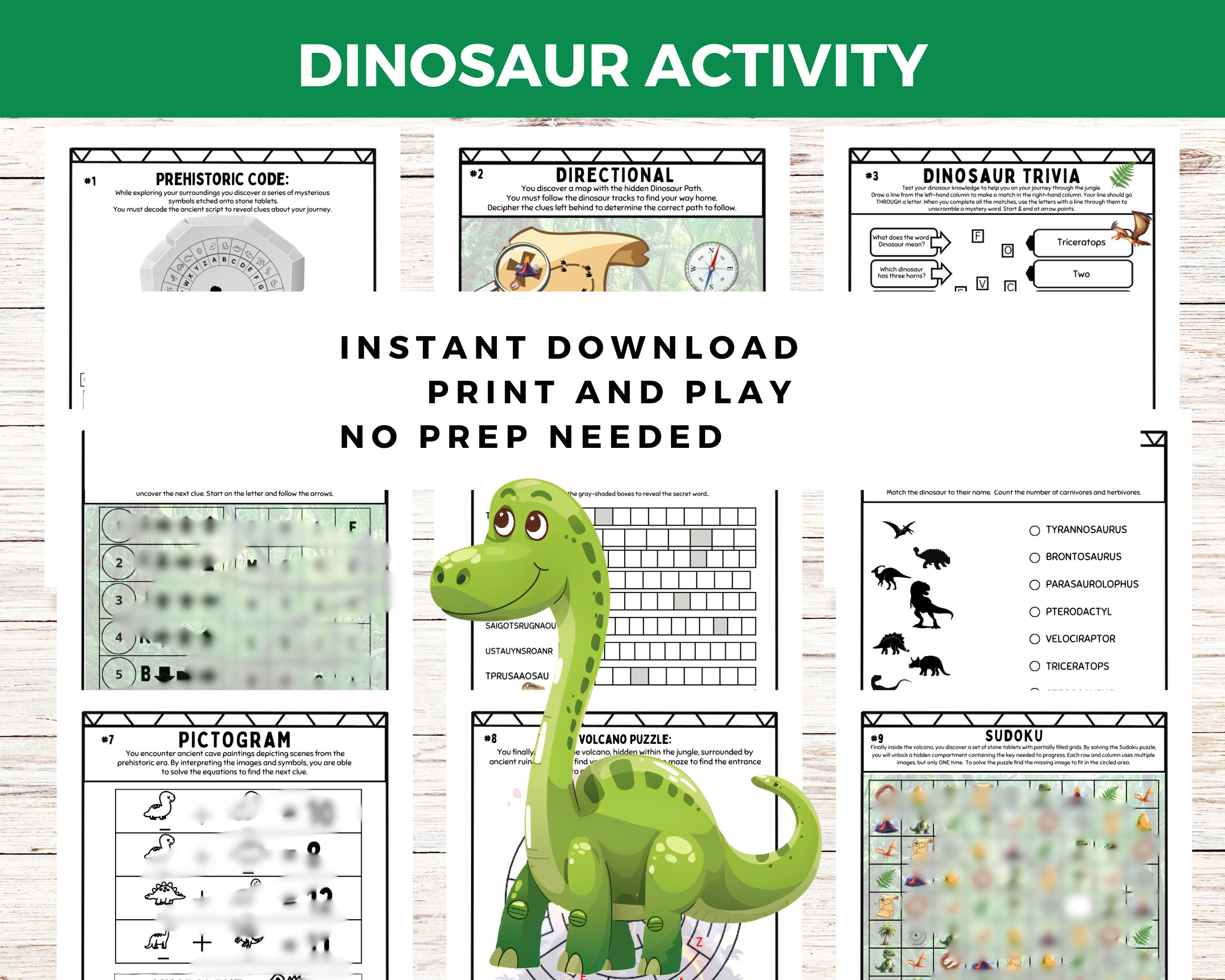 Dinosaur Escape Room for Kids. Printable Party Game, Dinosaur Games ...
