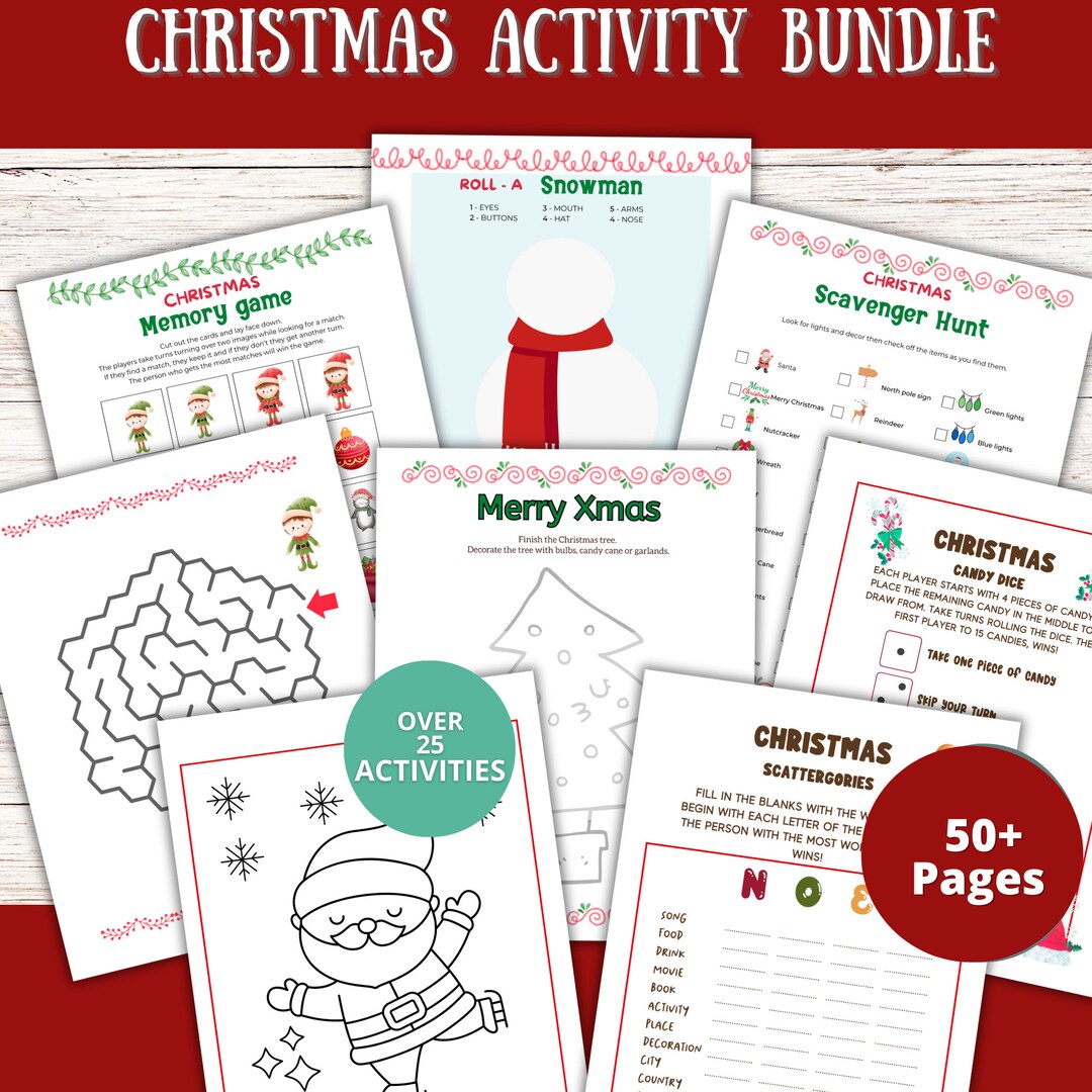 Christmas Fun for Kids: Printable Activity Bundle With Over 25 Engaging ...