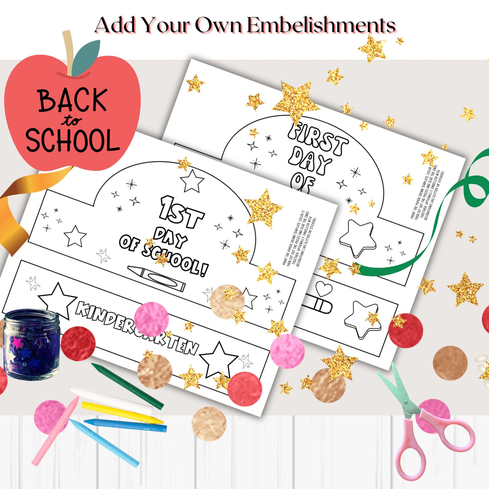 First Day of School Crown Craft | Printable Paper Hat | Hat for ...