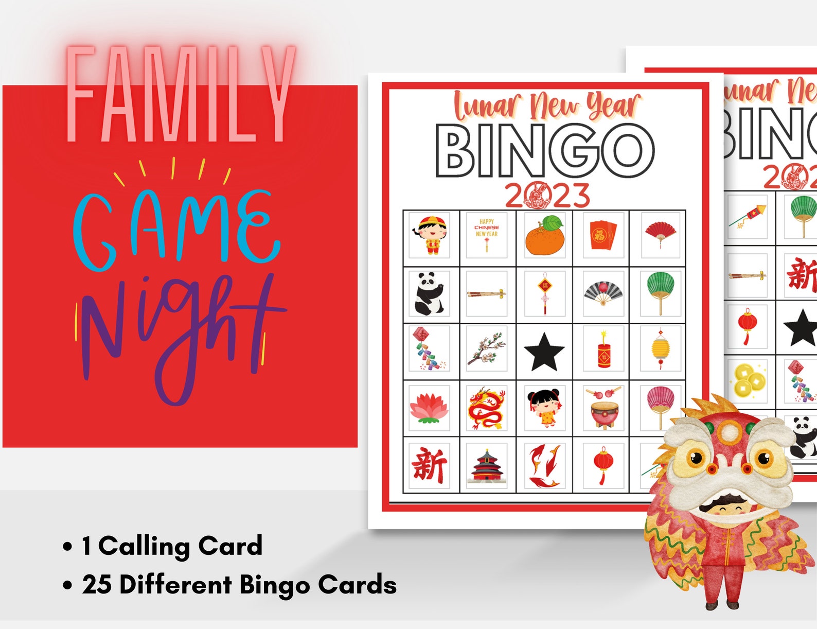 Lunar New Year BINGO Game for Kids and Adults Family - Etsy