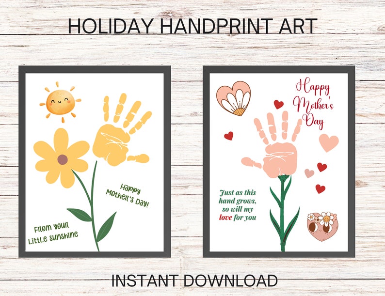 Mother's Day Hand-print Art Bundle, Mother's Day Preschool Crafts ...