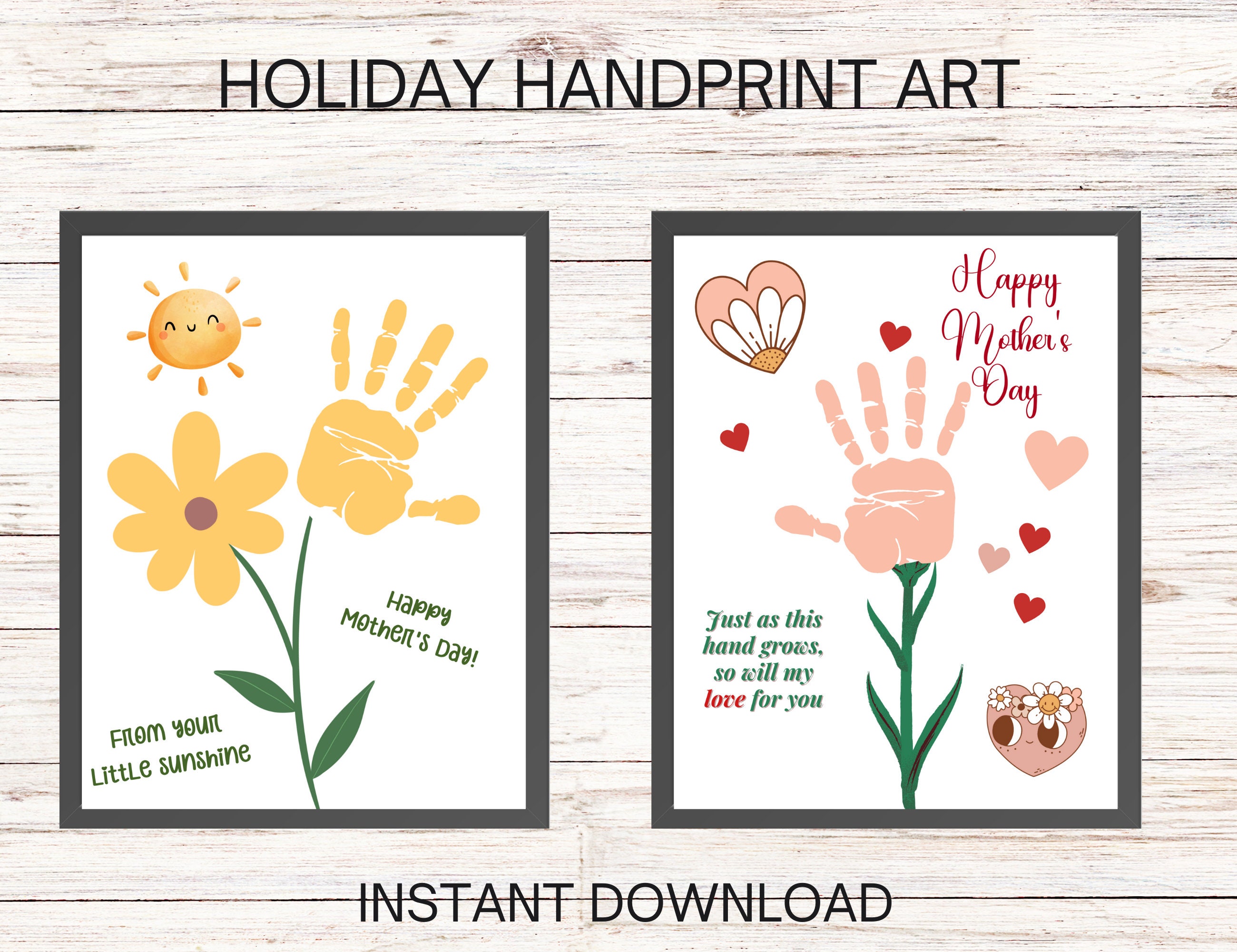 Mother's Day Hand-print Art Bundle, Mother's Day Preschool Crafts ...