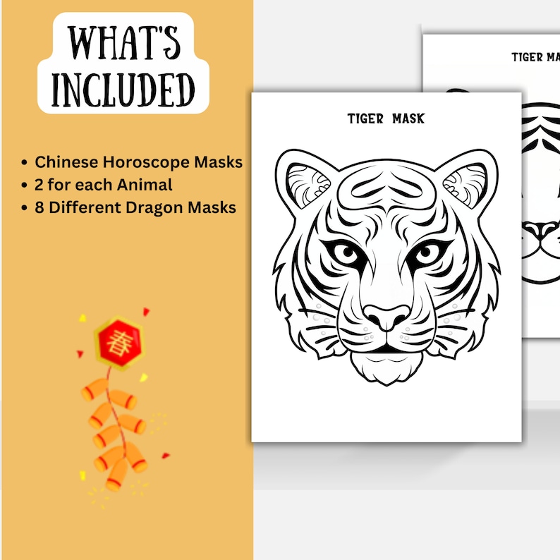 Lunar New Year Dragon Masks Printable Chinese Zodiac Paper Masks Lunar ...