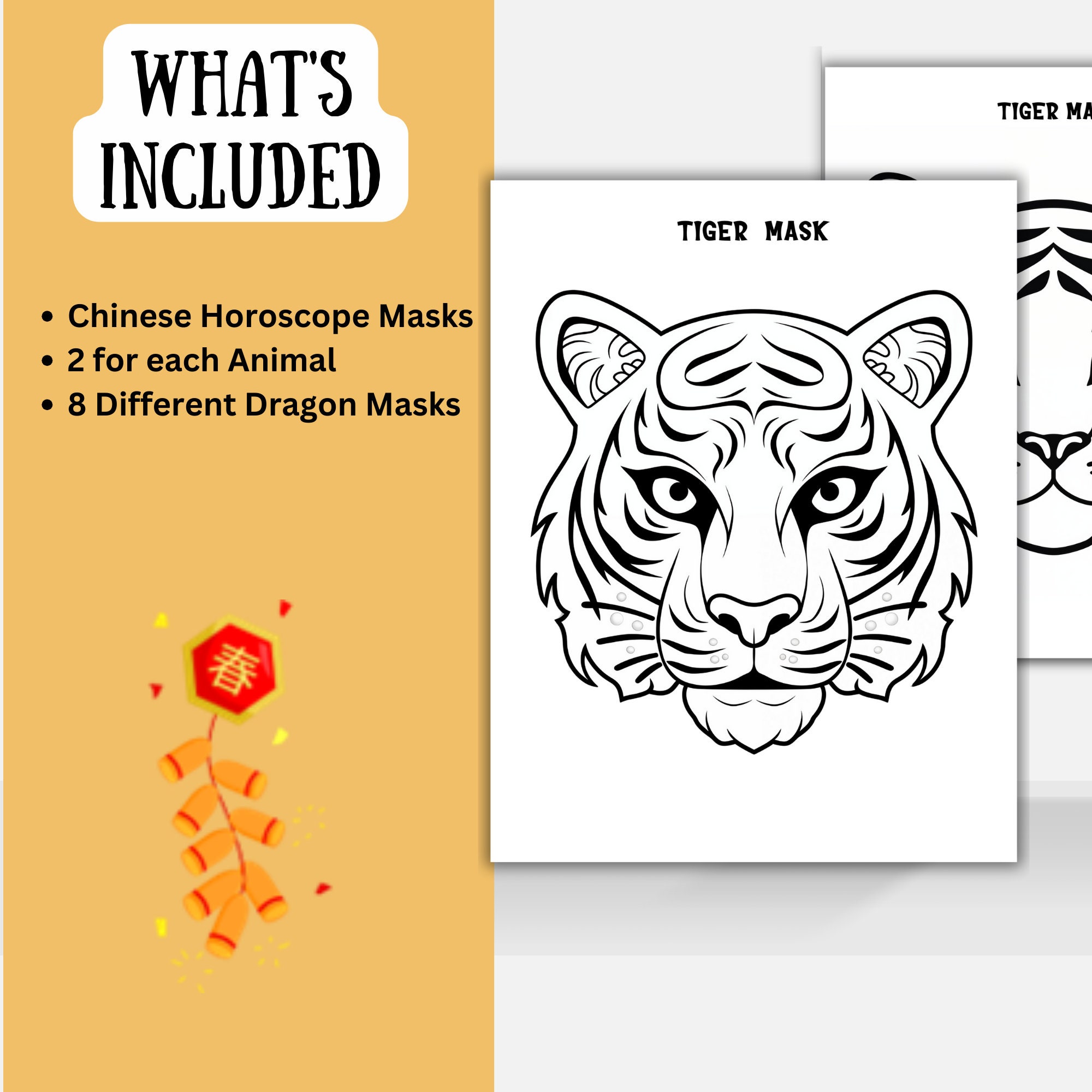 Lunar New Year Dragon Masks Printable | Chinese Zodiac Paper Masks ...