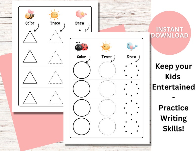 Spring Color and Trace Activity Bundle Preschool Worksheets - Etsy