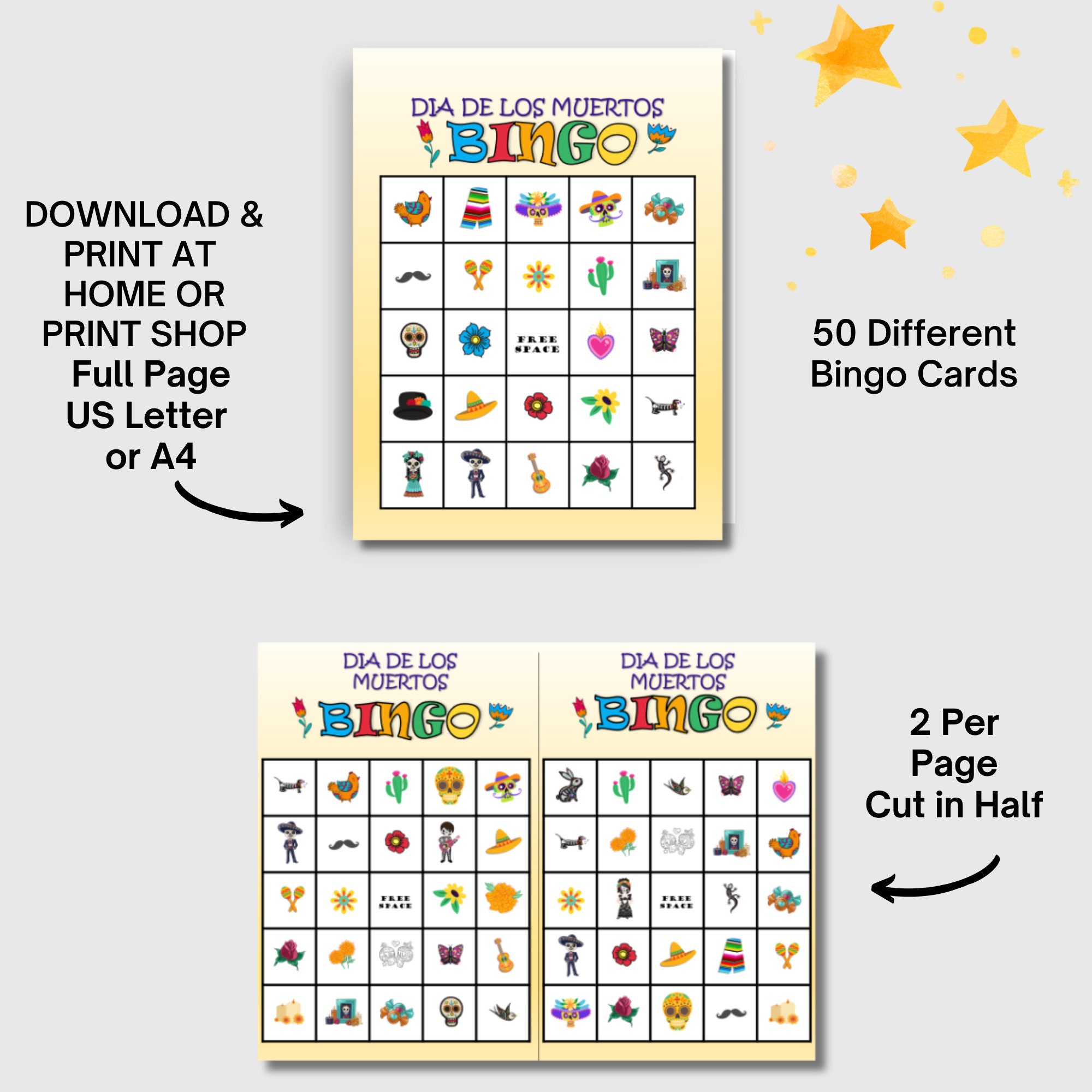 Día De Los Muertos Bingo Cards - Printable Game for Kids & Adults - Fun ...