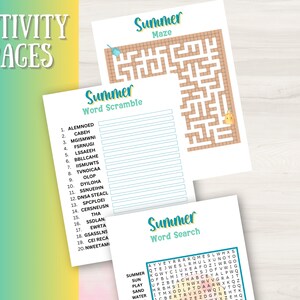 Summer Kids Activity Bundle, Summer Coloring Pages, Word Search, Summer ...