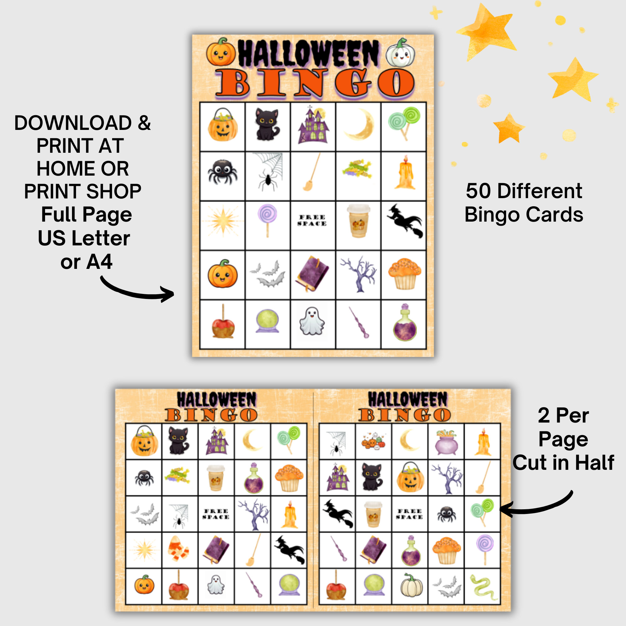 Halloween BINGO Printable Party Game - Halloween Games Printable ...