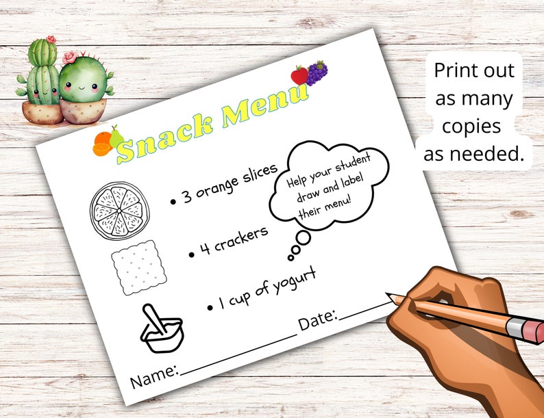 EDITABLE SNACK CALENDAR | Cactus Cutie Theme | Organize Snack Time With ...