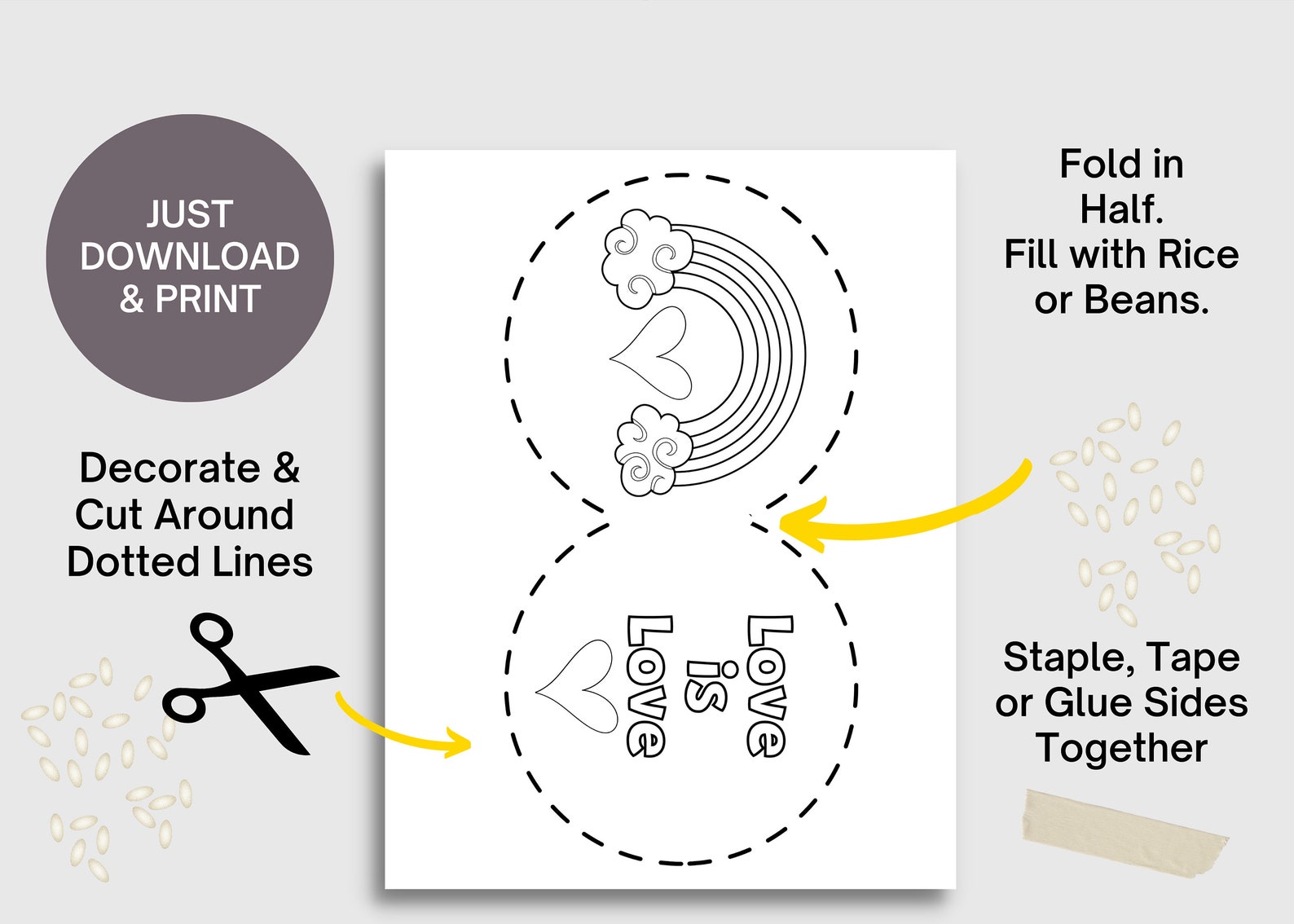 Pride Month Shaker Craft for Kids | Printable Bundle With Coloring ...