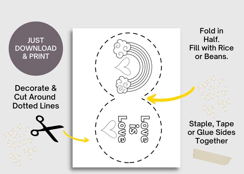 Pride Month Shaker Craft for Kids | Printable Bundle With Coloring ...