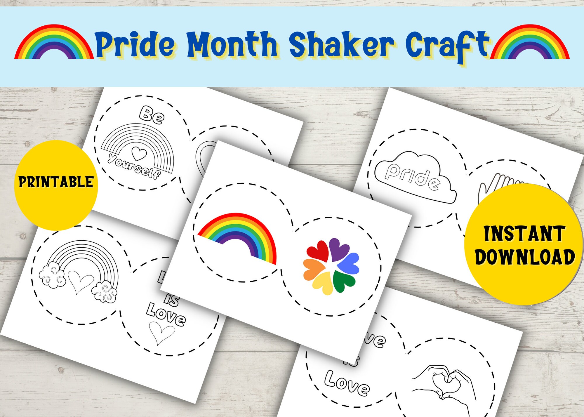 Pride Month Shaker Craft for Kids | Printable Bundle With Coloring ...