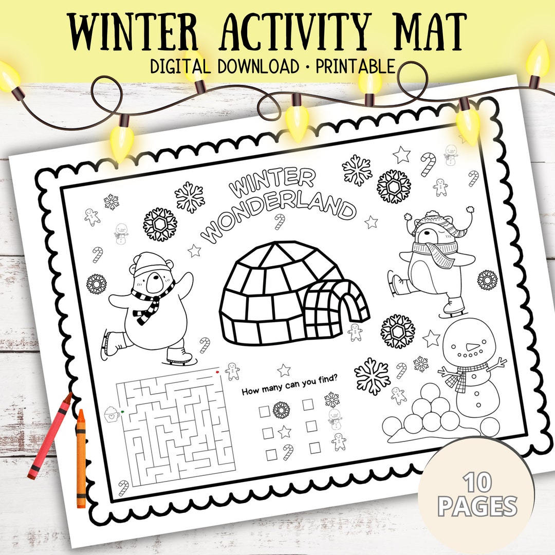 Winter Activity Placemat | Kids Holiday Crafts | Winter Decorprintable ...
