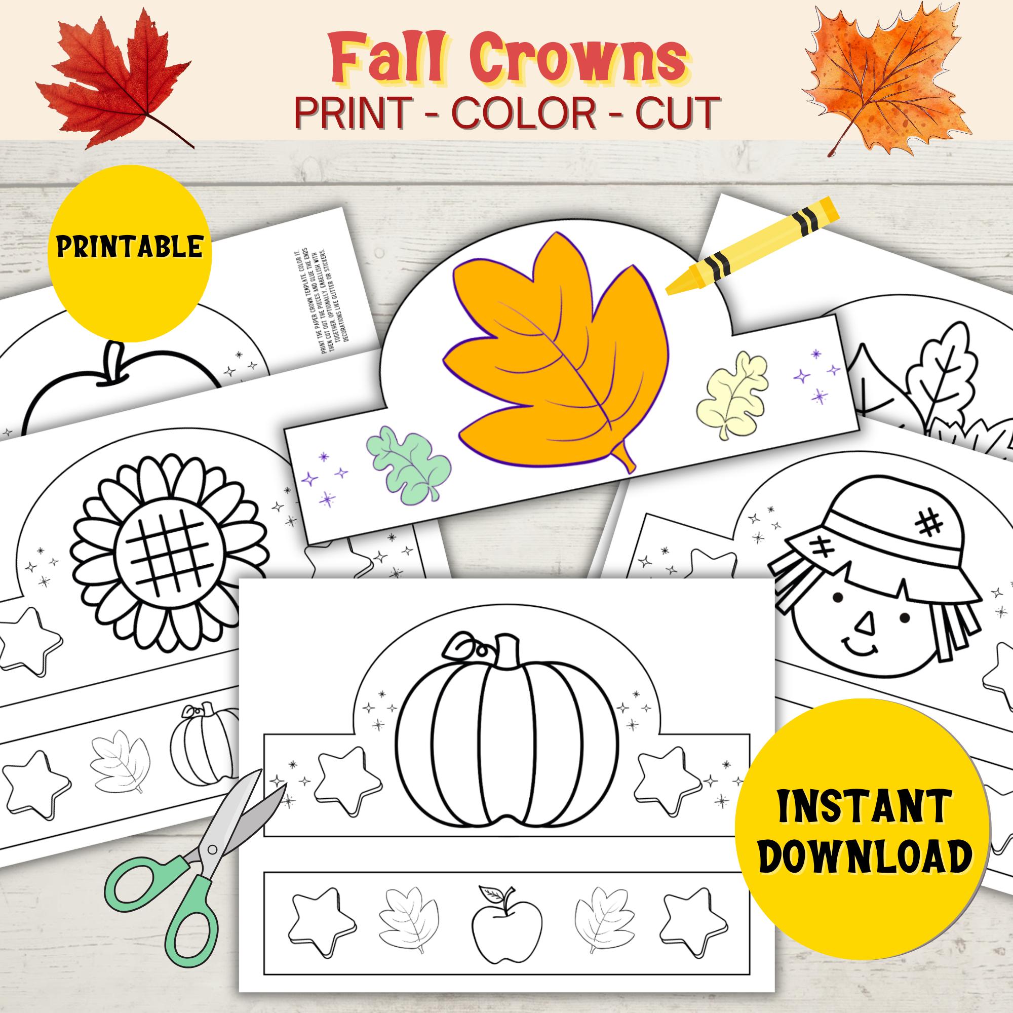 Fall Season Paper Crown Activity for Kids, Thanksgiving DIY Printable ...