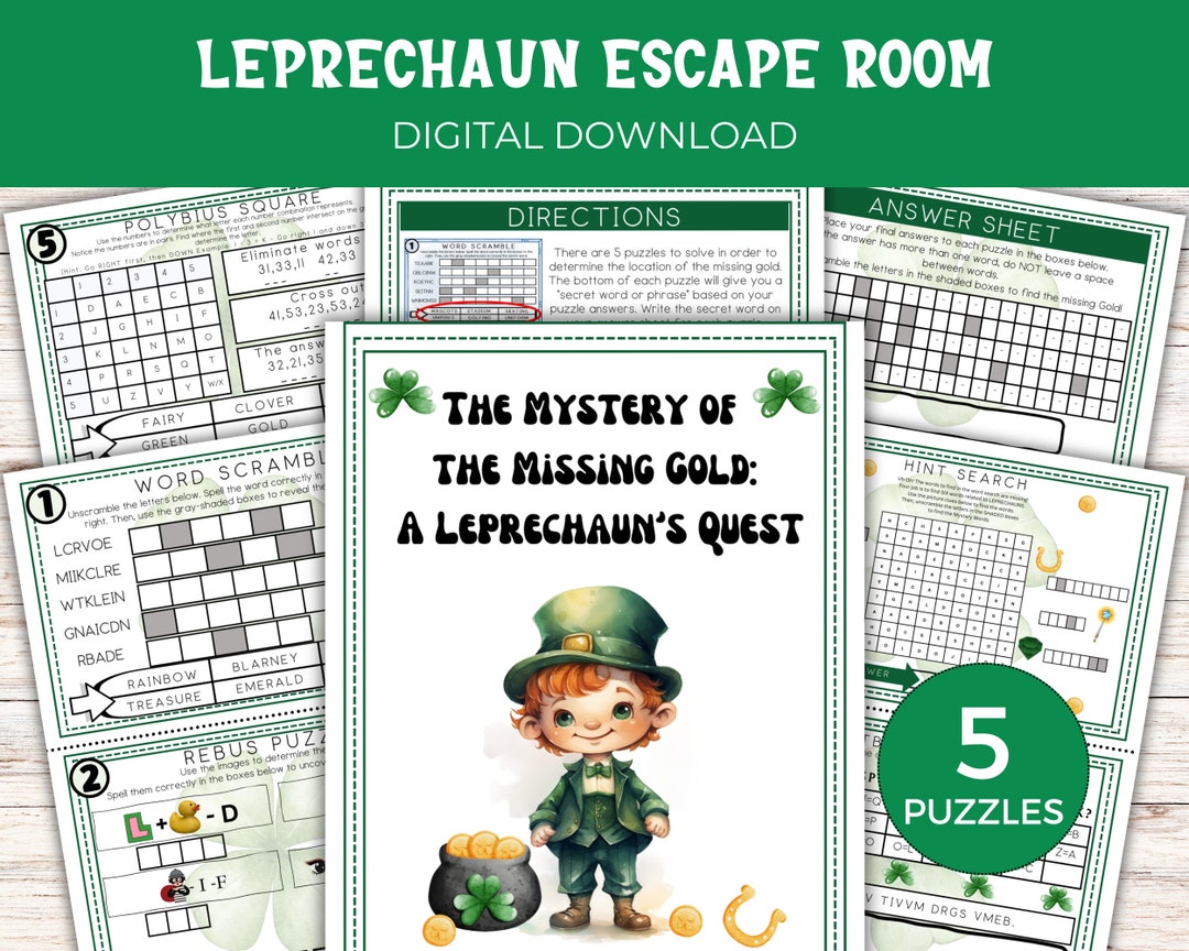 St. Patrick’s Day Escape Room for Kids. Printable Party Game ...