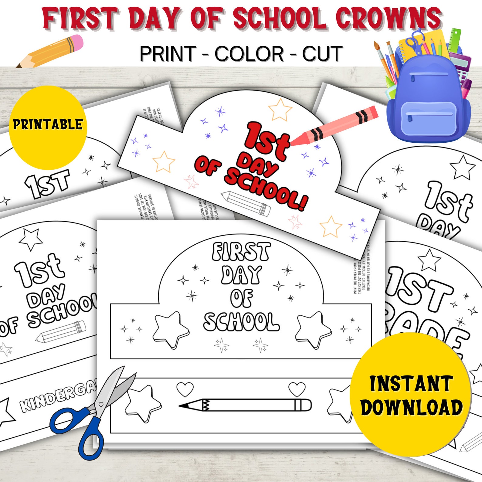 First Day of School Crown Craft | Printable Paper Hat | Hat for ...