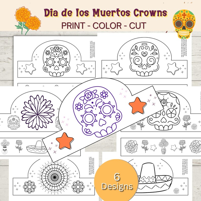 Dia De Los Muertos Paper Crown Activity for Kids – 6 Festive Designs ...