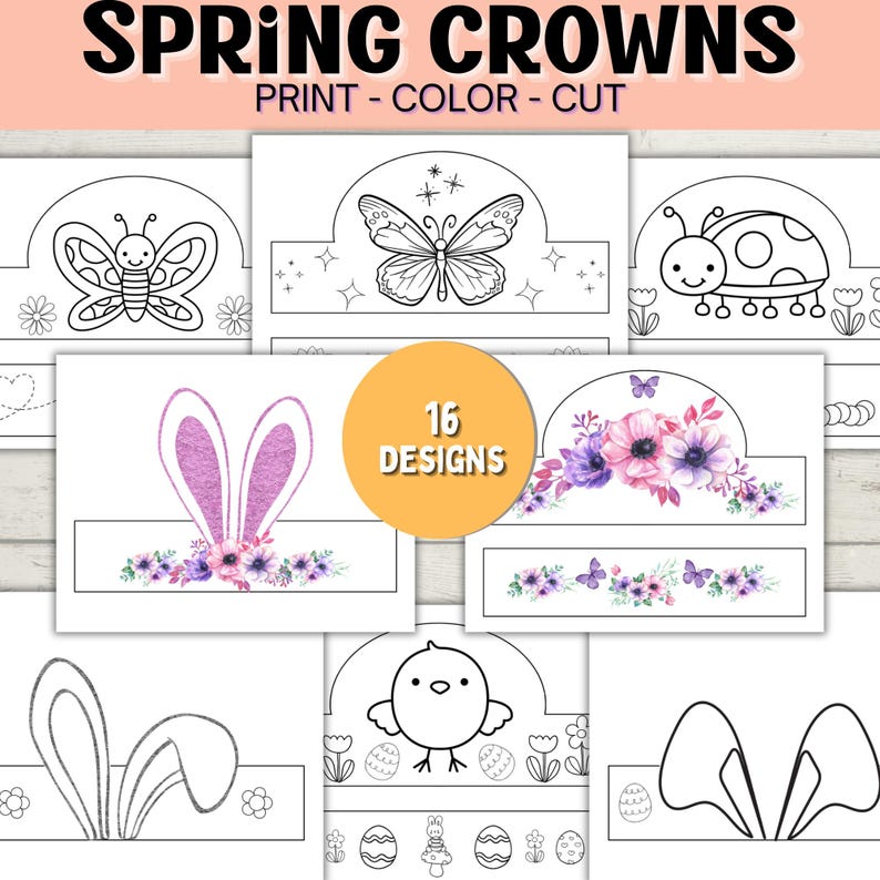Spring Crown Printable, Flower Crown Template for Kids, DIY Spring ...