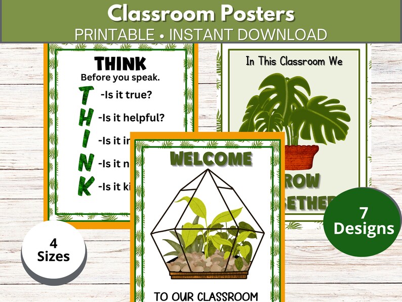 Plant Theme Classroom Posters, Kindergarten, Preschool, Elementary ...