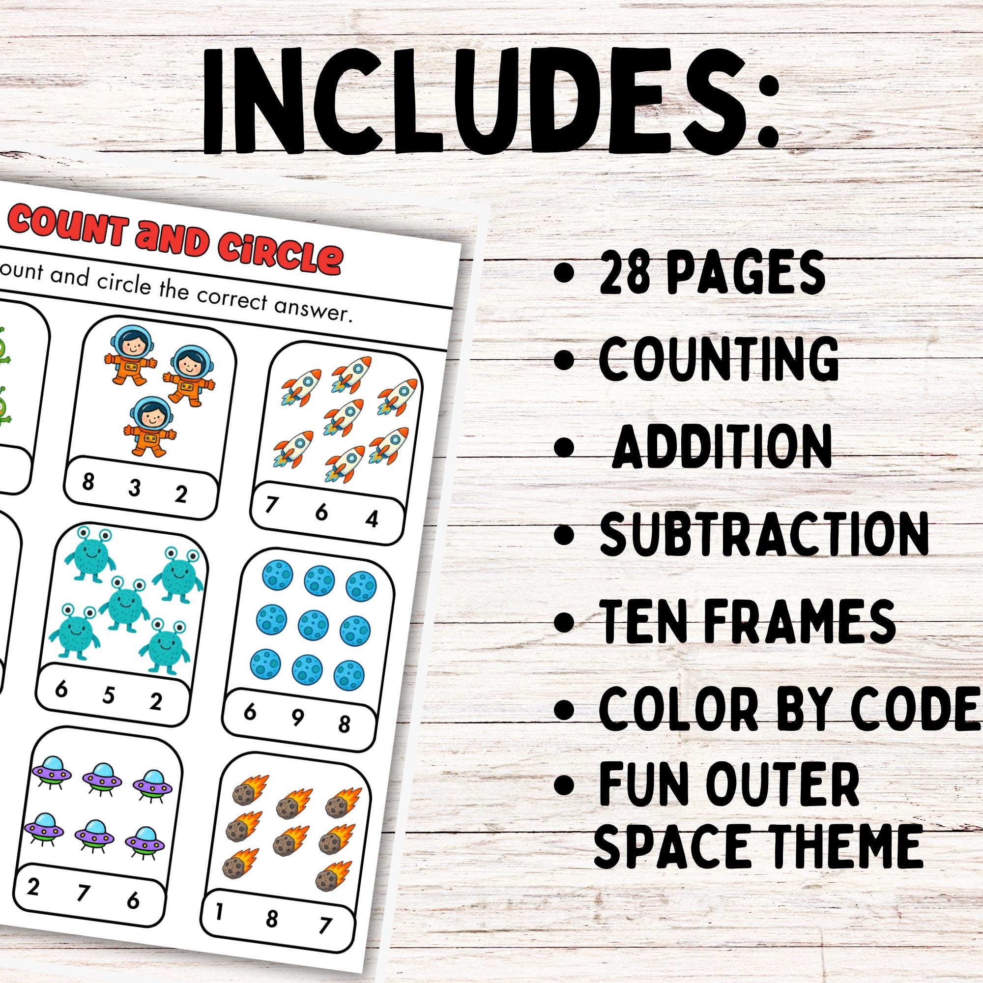 Space-themed Math Worksheets for Kids | Number Sense Practice ...