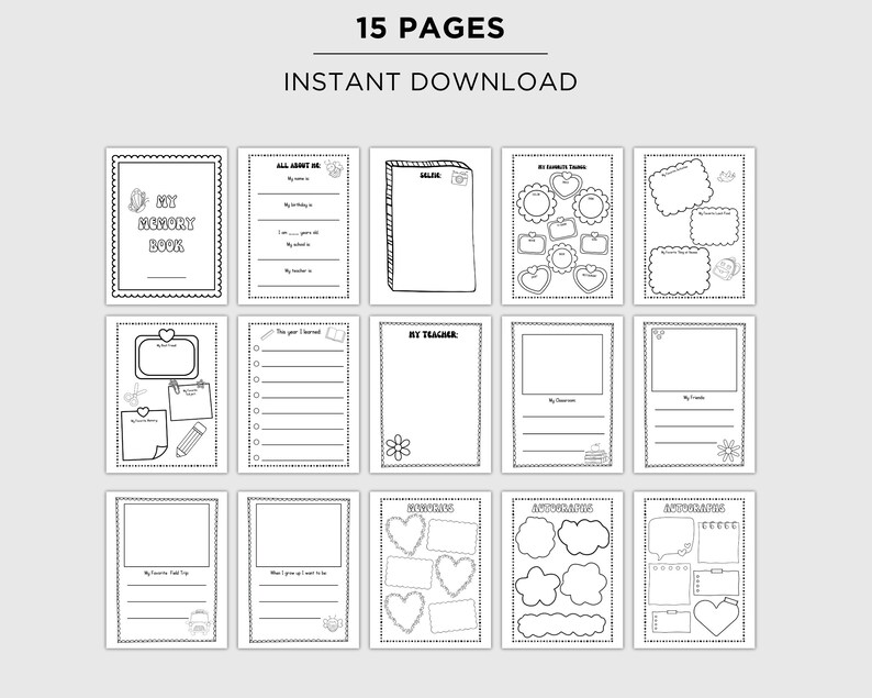 End of Year Memory Book | Kindergarten Memory Book | School Year ...