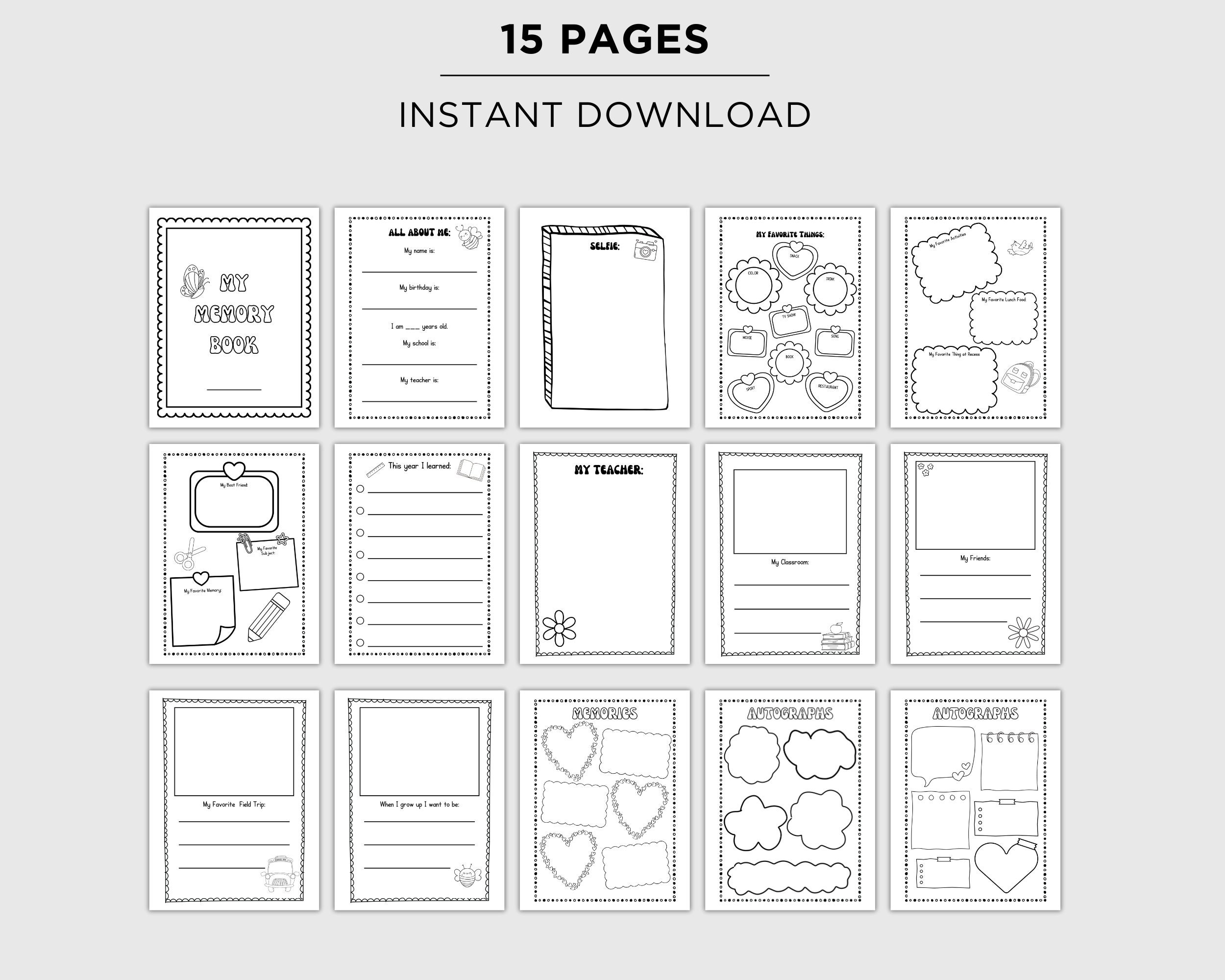 End of Year Memory Book | Kindergarten Memory Book | School Year ...