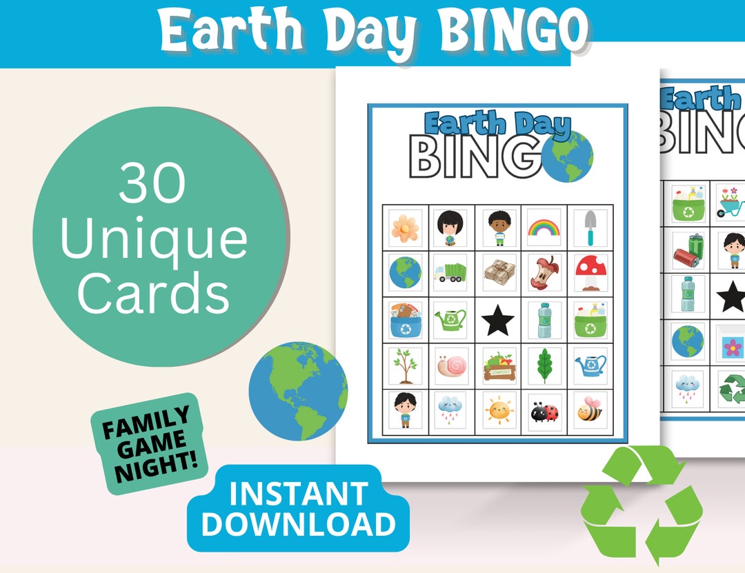 Earth Day Bingo Printable Game | Earth Day Game, Earth Day Printable ...