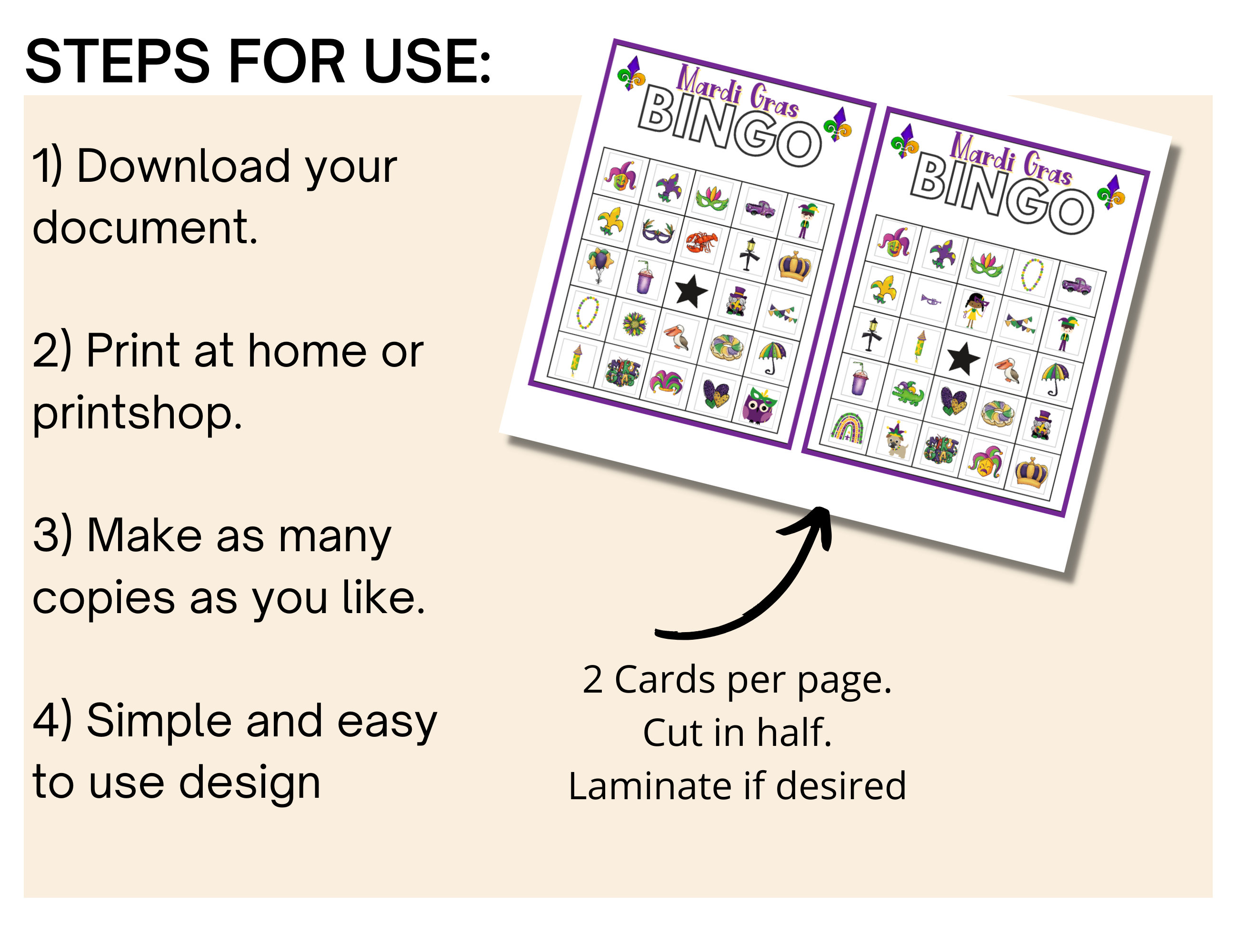 Mardi Gras BINGO Game for Kids and Adults, Family Activity, Holiday ...