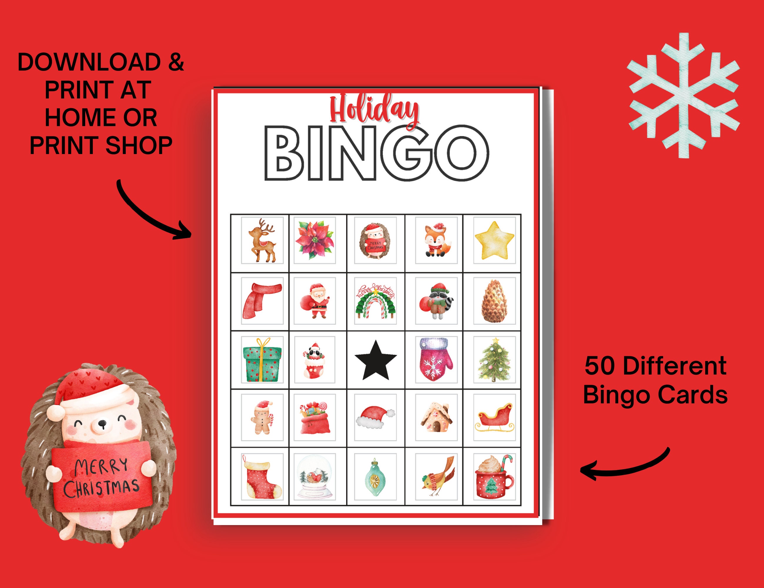 Holiday BINGO Game for Kids and Adults, Christmas Family Activity ...