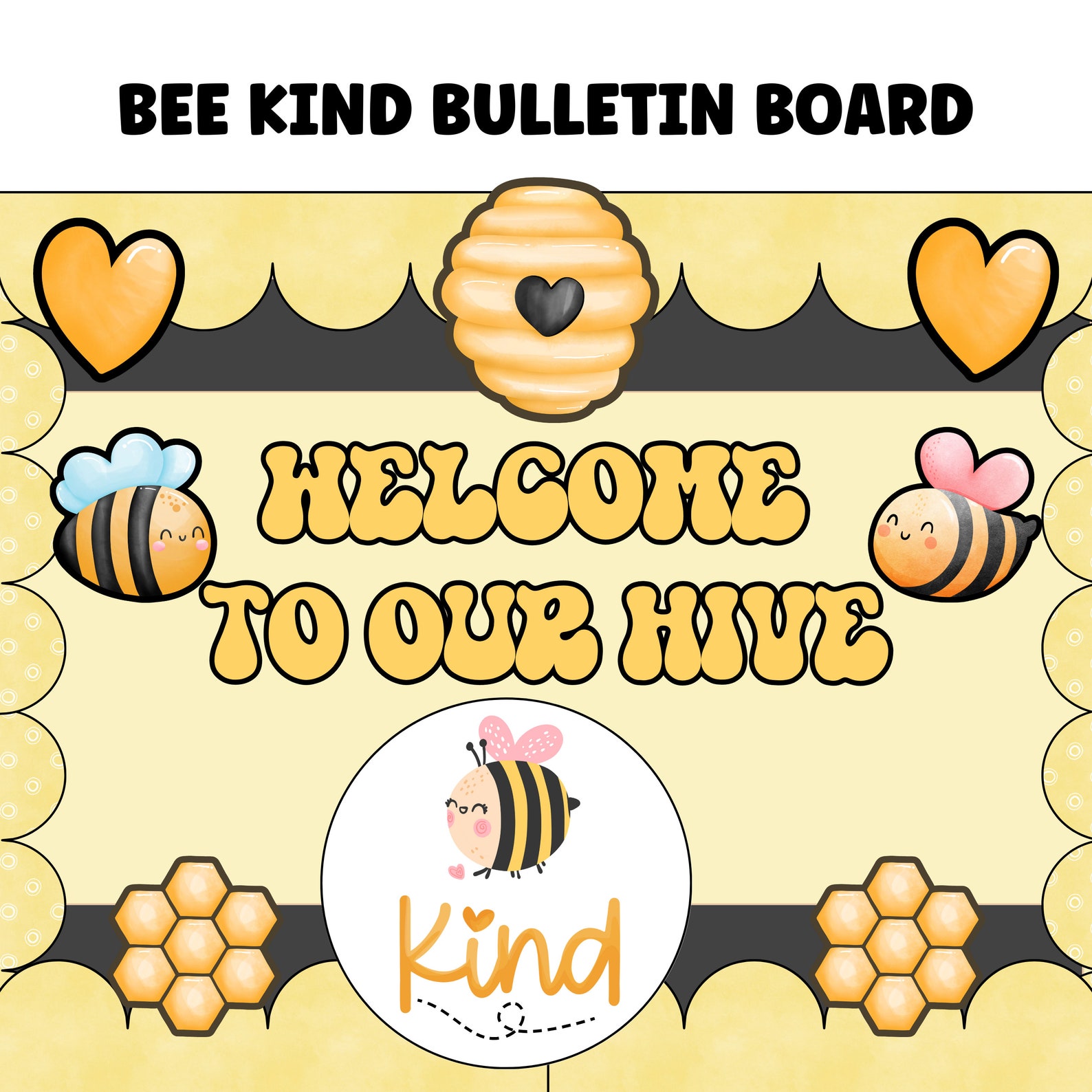 Bee Theme Bulletin Board Kit | Back to School Bulletin Board | Bee Kind ...