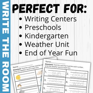 Weather Write the Room | Printable Weather Vocabulary Activity for Kids ...