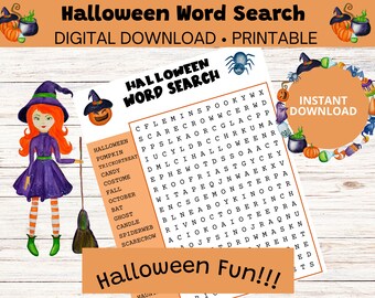 October Word Search Fall Themed Printable Instant - Etsy