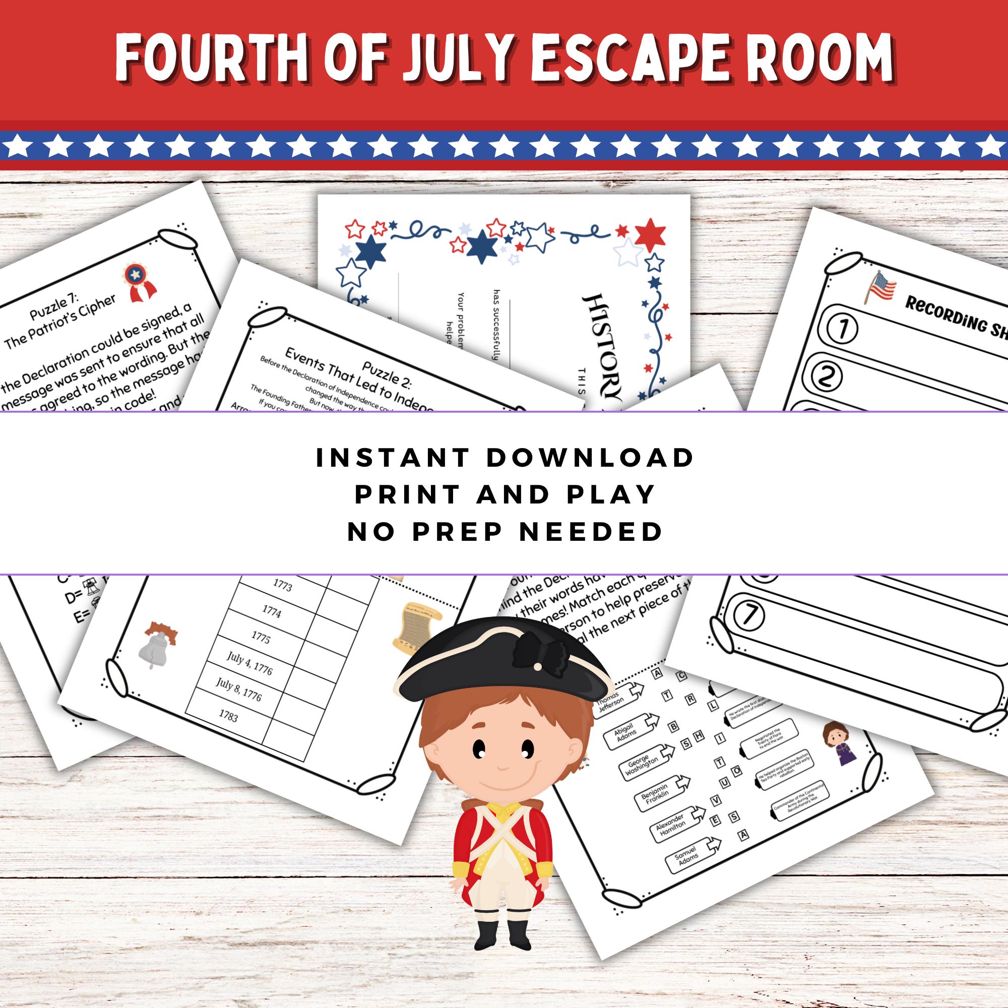 Declaration Decoder Escape Room | Printable History Game | American ...
