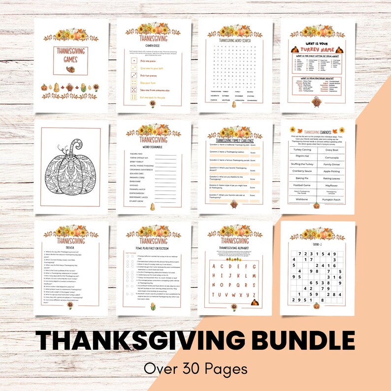 Thanksgiving Party Games Mega Bundle | 20 Fun Thanksgiving Games and ...
