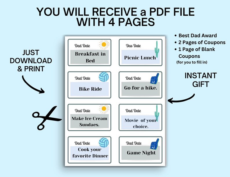 Father's Day Coupon Book Printable | DIY Father's Day Gift | Printable ...