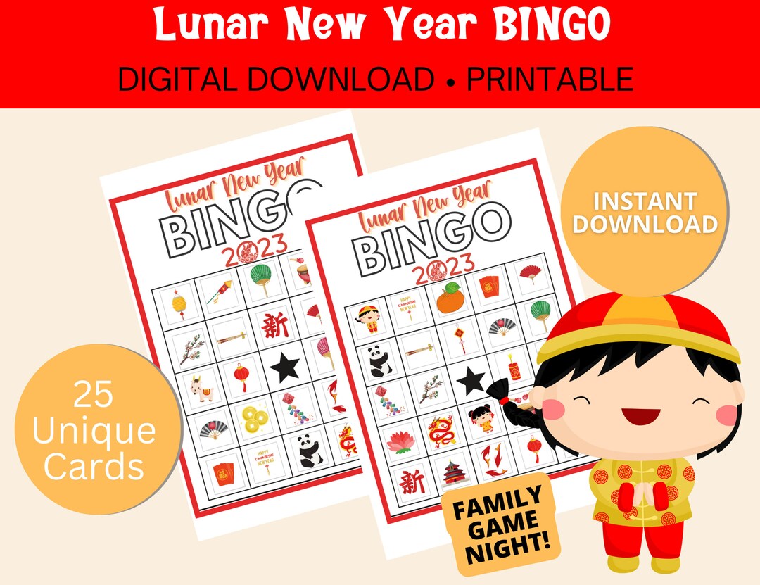Lunar New Year BINGO Game for Kids and Adults Family - Etsy