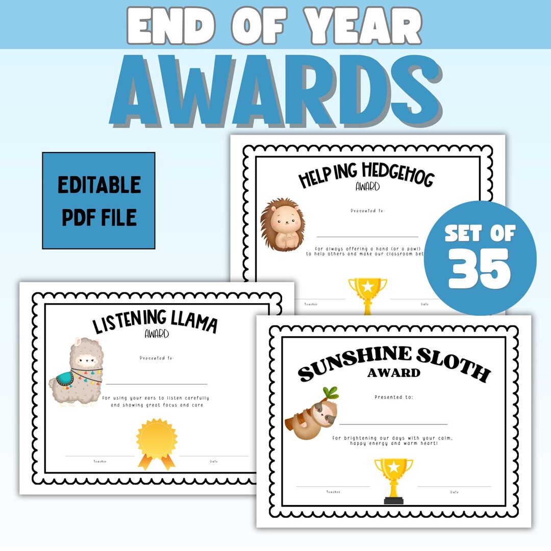 Animal-themed End-of-year Awards for Preschool & Kindergarten ...