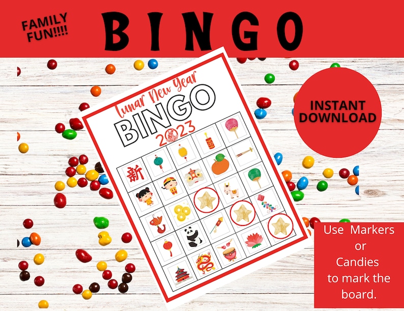 Lunar New Year BINGO Game for Kids and Adults Family - Etsy
