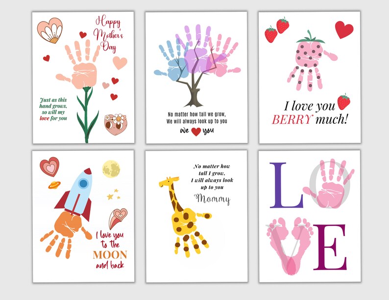 Mother's Day Hand-print Art Bundle, Mother's Day Preschool Crafts ...