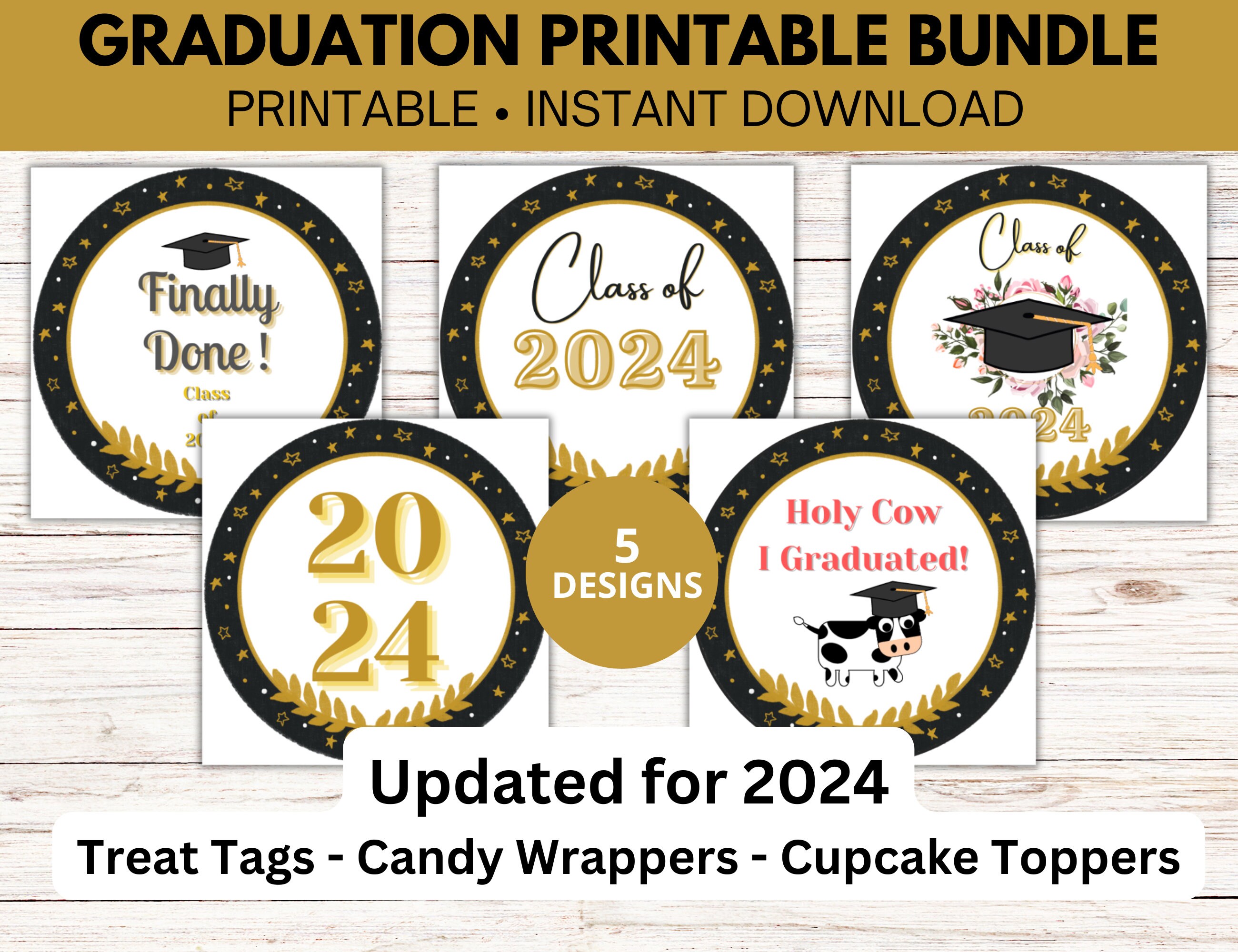 GRADUATION BUNDLE Class of 2024 Graduation Party Decorations Printable ...